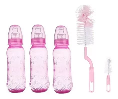 Set De 3 Botellas De 250 Ml Y 2 Cepillos Para Botellas De Fly Colors