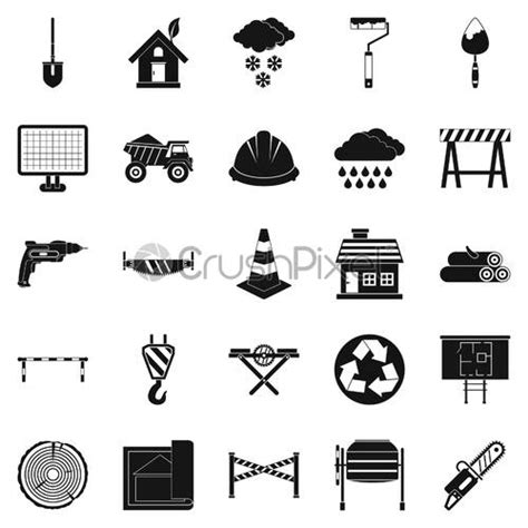 Construction Material Icons Set Simple Style Stock Vector 5469722 Crushpixel