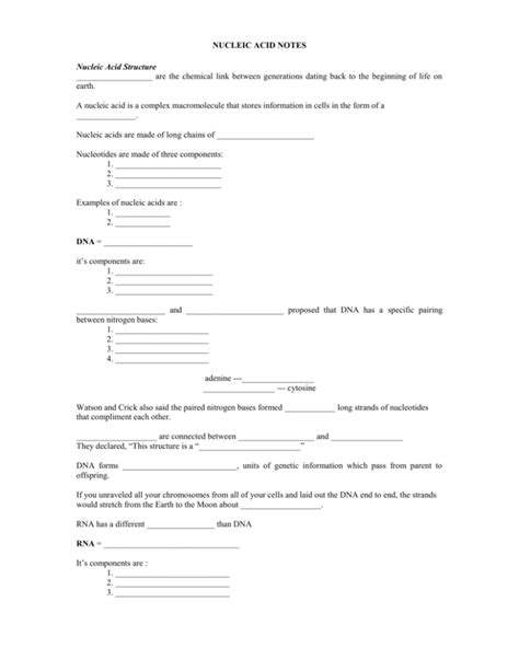 Nucleic Acid Notes