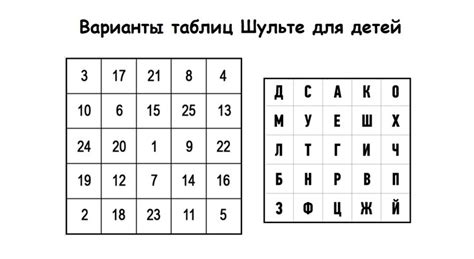 Упражнение с таблицей Шульте для детей: распечатать на A4 → Настольные Игры