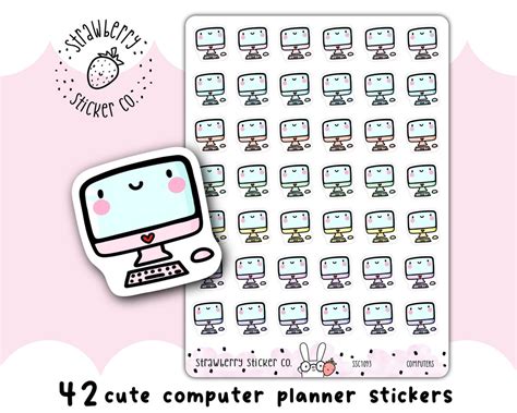 Cute Computer Stickers Kawaii Pastel Planner Sticker Sheet Ssc1093 Etsy