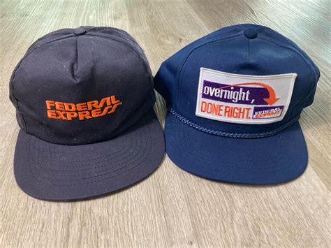 Vintage Fedex Snapback Hat Lot Set Of 2 Blue 90 Federal Express Etsy