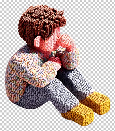 Thinking Boy Pixelated Boy In Thoughtful Pose Png Clipart Colorful