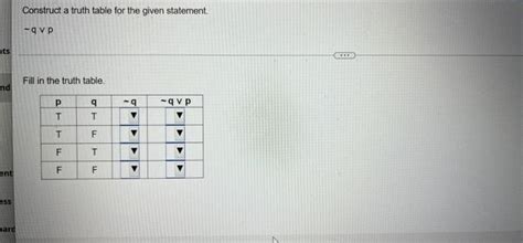 Solved Nts Nd Ent Ess Bard Construct A Truth Table For The