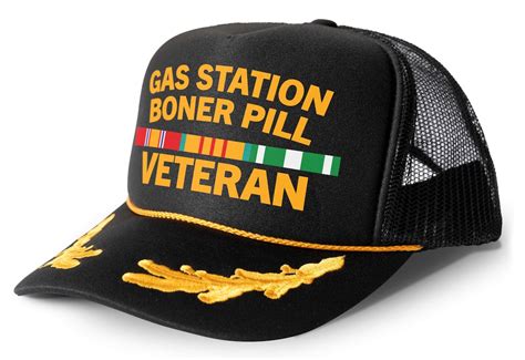 Gas Station Boner Pill Veteran Parody Funny Trucker Hat Mesh Snapback