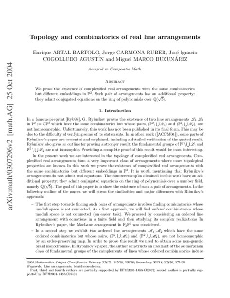 Pdf Topology And Combinatorics Of Real Line Arrangements