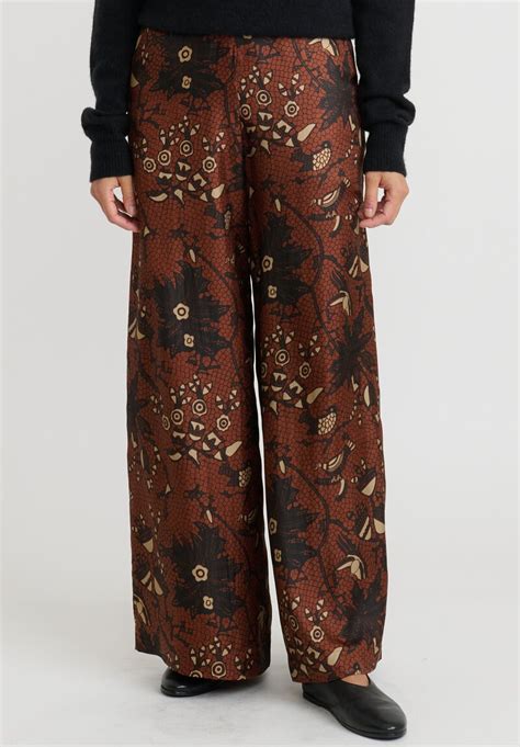 Biyan Batik Print Silk Fiyori Pants In Terracotta Brown Santa Fe Dry Goods Workshop