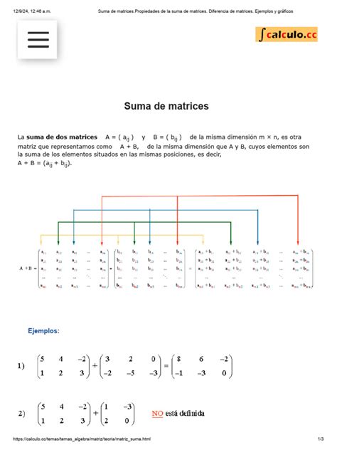 Suma De Matrices Pdf