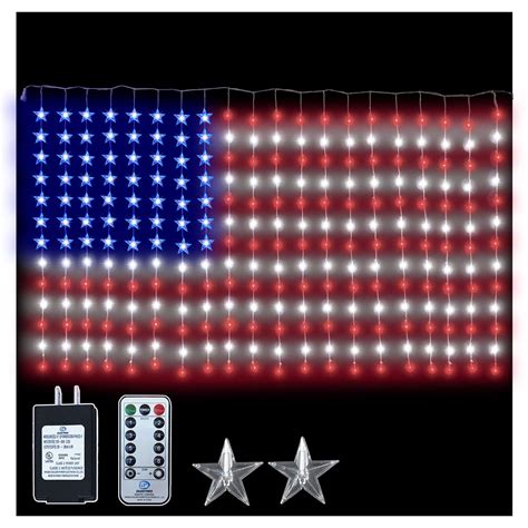 American Flag And White Lights