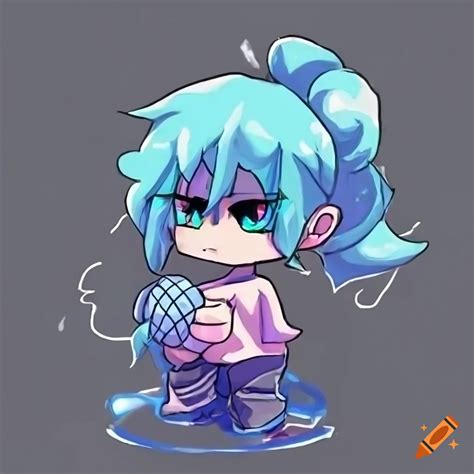 Chibi Anime Character With Light Blue Hair On Craiyon