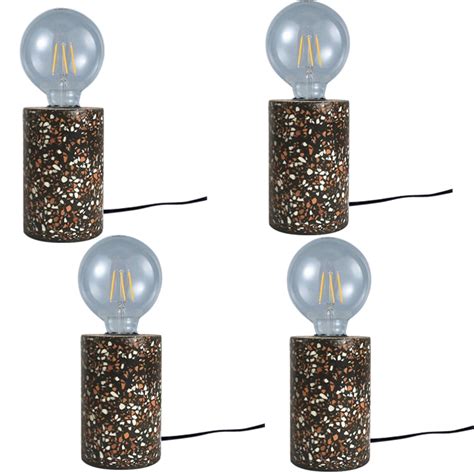 Benjara Bm242872 Cement Column Lamp With Edison Bulb And Speckles Black