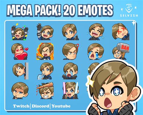 Leon Mega Pack 20 Emotes Pack Resident Evil Twitch Emotes Dead By