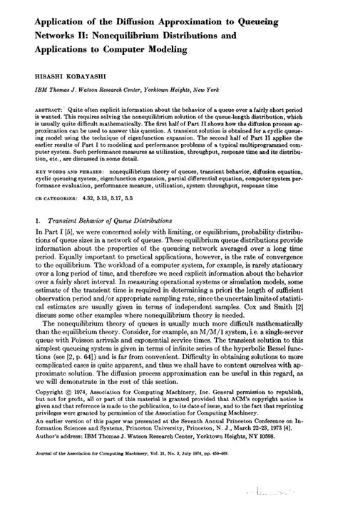 Pdf Application Of The Diffusion Approximation To Queueing Networks
