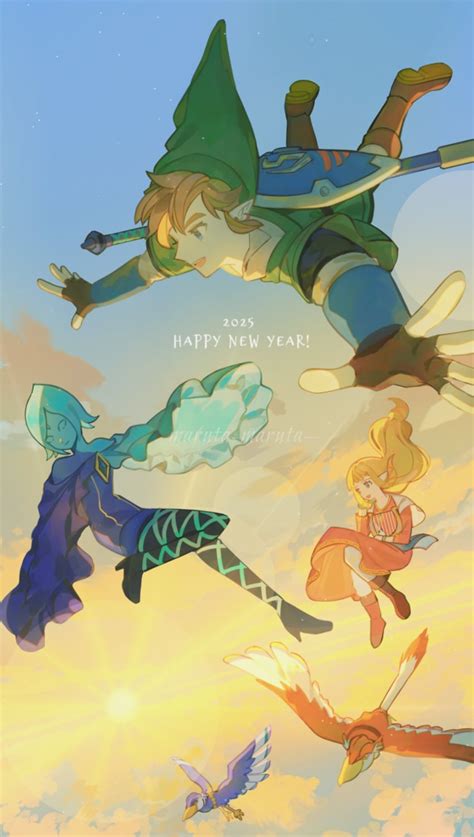 Link Princess Zelda Fi And Loftwing The Legend Of Zelda And 1 More Drawn By Maruta Maruta