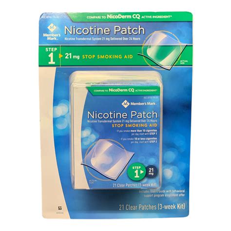 Members Mark 21mg Nicotine Patch Step 1 21 Ct Stop Smoking Aid