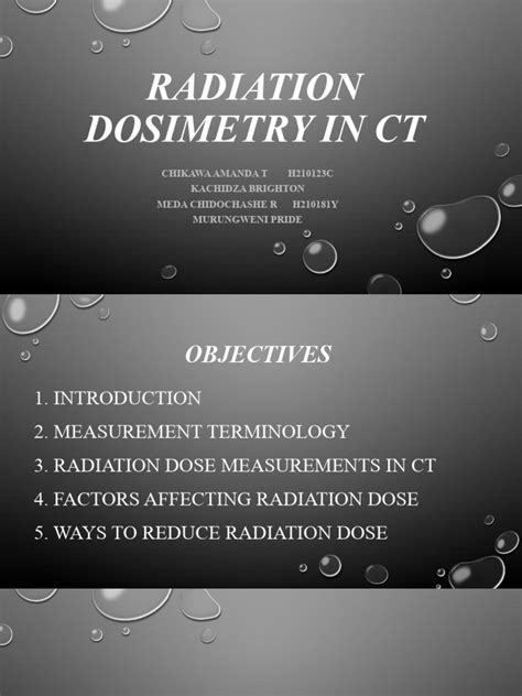 Radiation Dosimetry Presentation 2 Pdf Ct Scan Dosimetry
