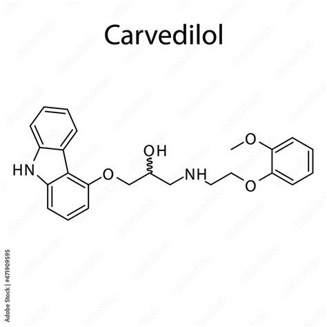 Carvedilol Molecular Structure Flat Skeletal Chemical Formula Beta