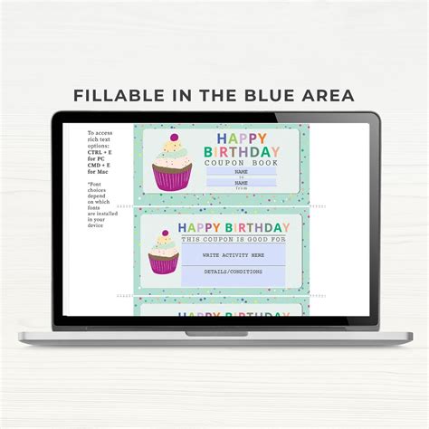 Editable Birthday Coupon Book Printable Pdf Coupons With Envelope