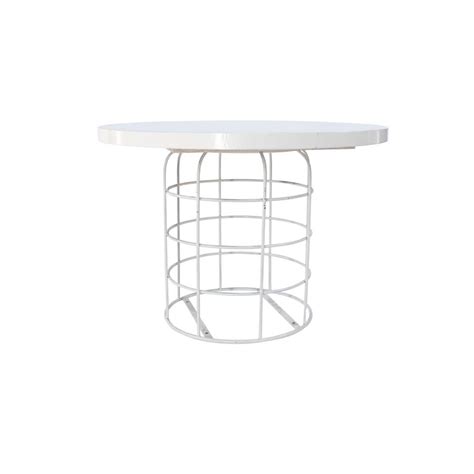 Coffee Table White Round W White Wire Base Brandition