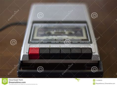Vintage Cassette Tape Player With Audio Tape Cassette Inside Stock