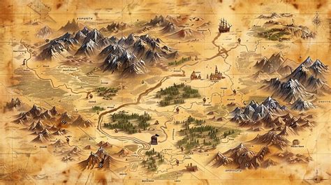 Premium Photo A Fantasy World Map With Mountains Forests Rivers And