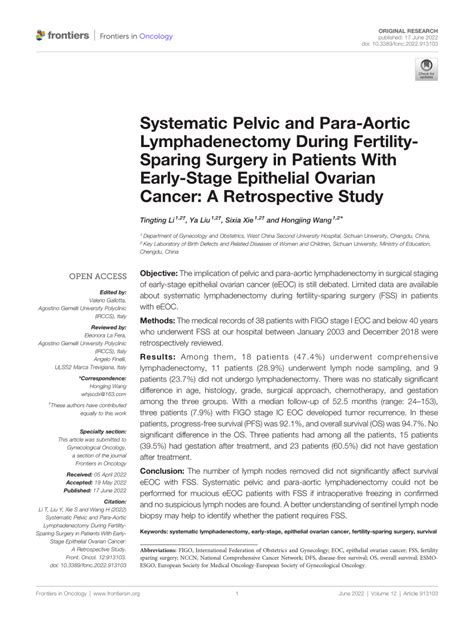 Pdf Systematic Pelvic And Para Aortic Lymphadenectomy During