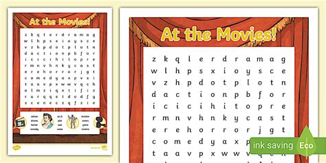 At The Movies Movie Word Search
