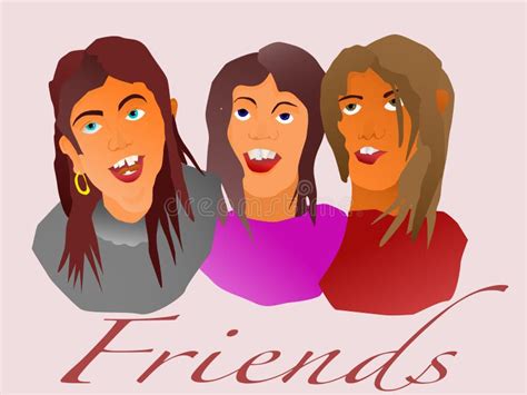 Grupo De Chicas De Dibujos Animados Stock De Ilustración Ilustración