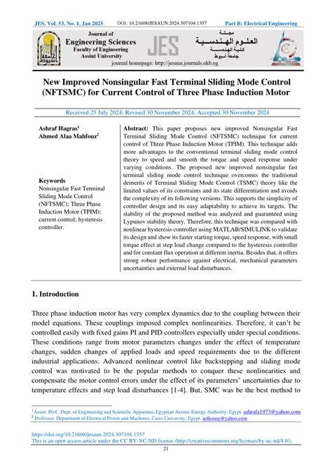 Pdf New Improved Nonsingular Fast Terminal Sliding Mode Control