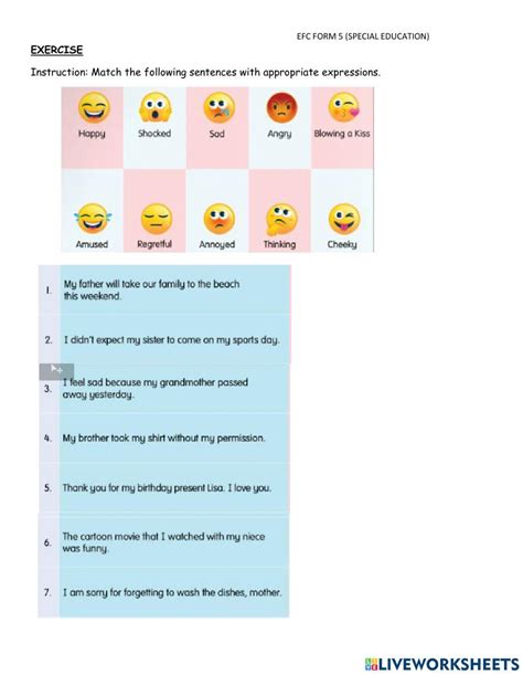 Unit 1 Efc Form 5 Special Education Worksheet Live Worksheets