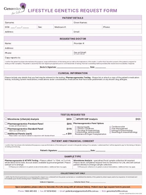 Fillable Online Carrier Screening Request Form Genomics For Life Fax