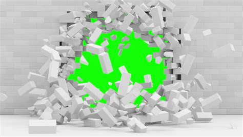 Animation Of Broken Brick Wall With Green Screen Stock Footage Video
