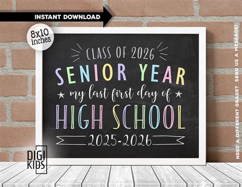First Day Of Senior Year Sign Last 1st Day Of High School 2025 2026