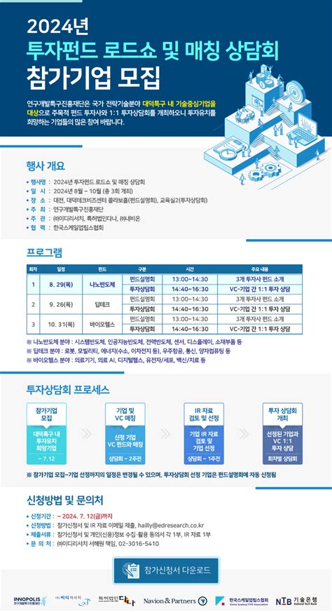 이디리서치 2024년 투자펀드 로드쇼 및 매칭 상담회 참가기업 모집