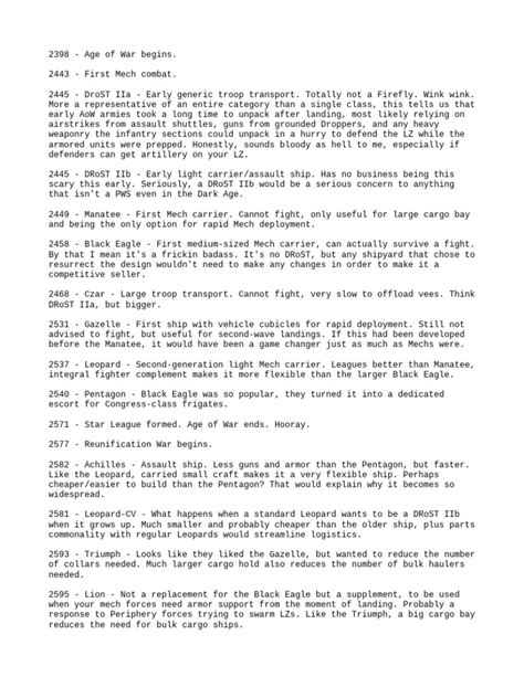 Sldf Dropship Timeline Pdf Ships Military