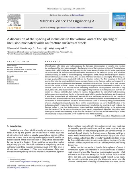 A Discussion Of The Spacing Of Inclusions In The Volume And Of The Spacing Of Inclusion