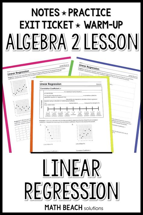 Linear Regression Review Lesson Algebra 2 Exponential Quadratics