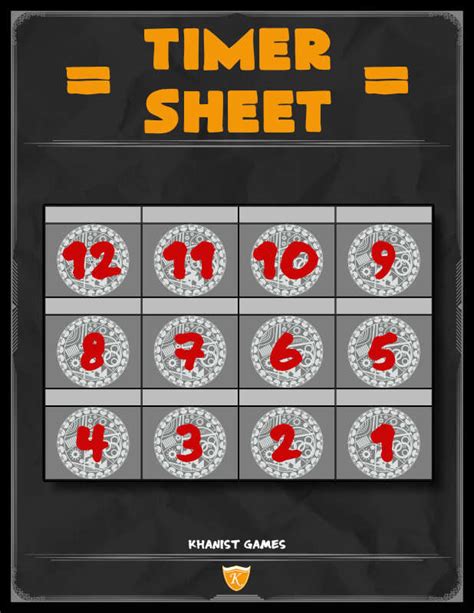 Timer Sheet Khanist Games Drivethrurpg