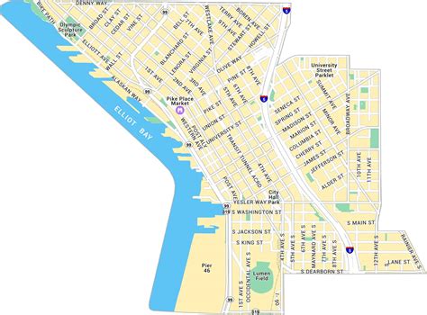 Downtown Seattle Map Us Maps