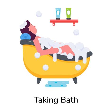 Baixe O ícone De Estilo Plano De Uma Menina Tomando Banho Vetor Premium