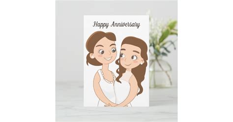 Happy Wedding Anniversary Romantic Lesbian Couple Card Zazzle