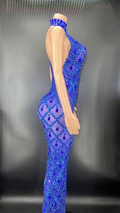 Neil Blue Dress Lycra Non See Through My Best Fashion Deals