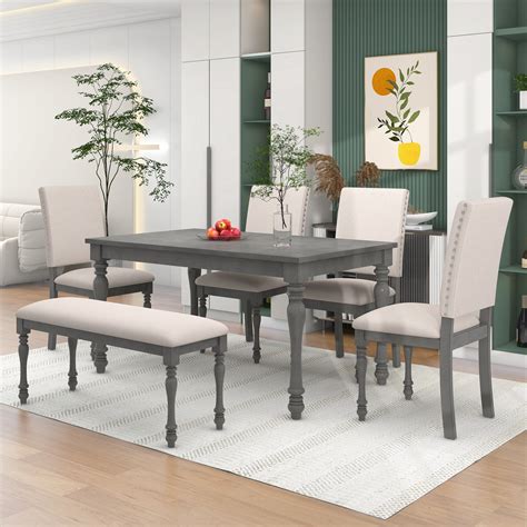 Euroco 6 Piece Kitchen Dining Table And Chair Set60” Dining Room Table