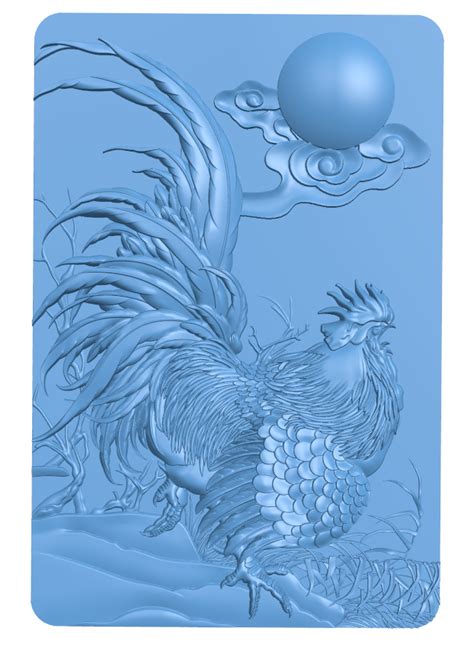 Cnc Wood Carving Art File Stl Rooster 3d Printing Engraving Free Design Model Impression 3d