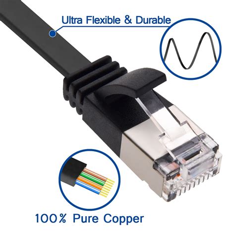 Cat6 Shielded Flat Network Patch Cable Black Cat6 Flat Uftp Cable