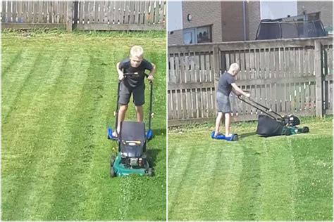 Mum Stunned To Spot Greenock Lad Cutting Grass While Riding Hoverboard