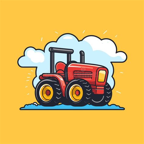 Cartoon Mini Tractor Agricultural Machinery Vector Illustration Stock