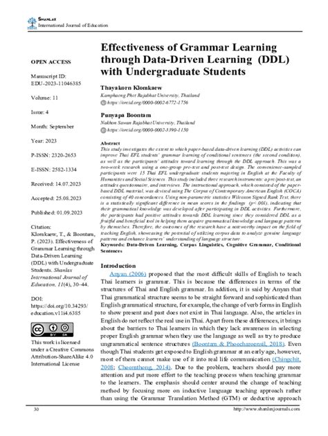Fillable Online Effectiveness Of Grammar Learning Through Data Driven Learning Ddl With