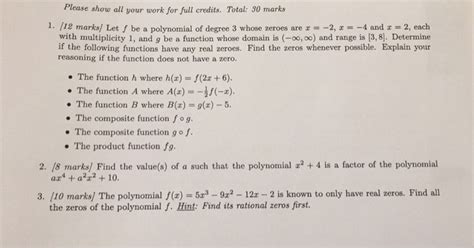 solved let f be a polynomial of degree 3 whose zeroes are x