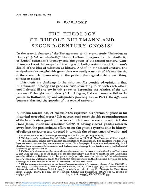 Bultmanns Theology And Gnosticism Pdf Gnosis Gnosticism